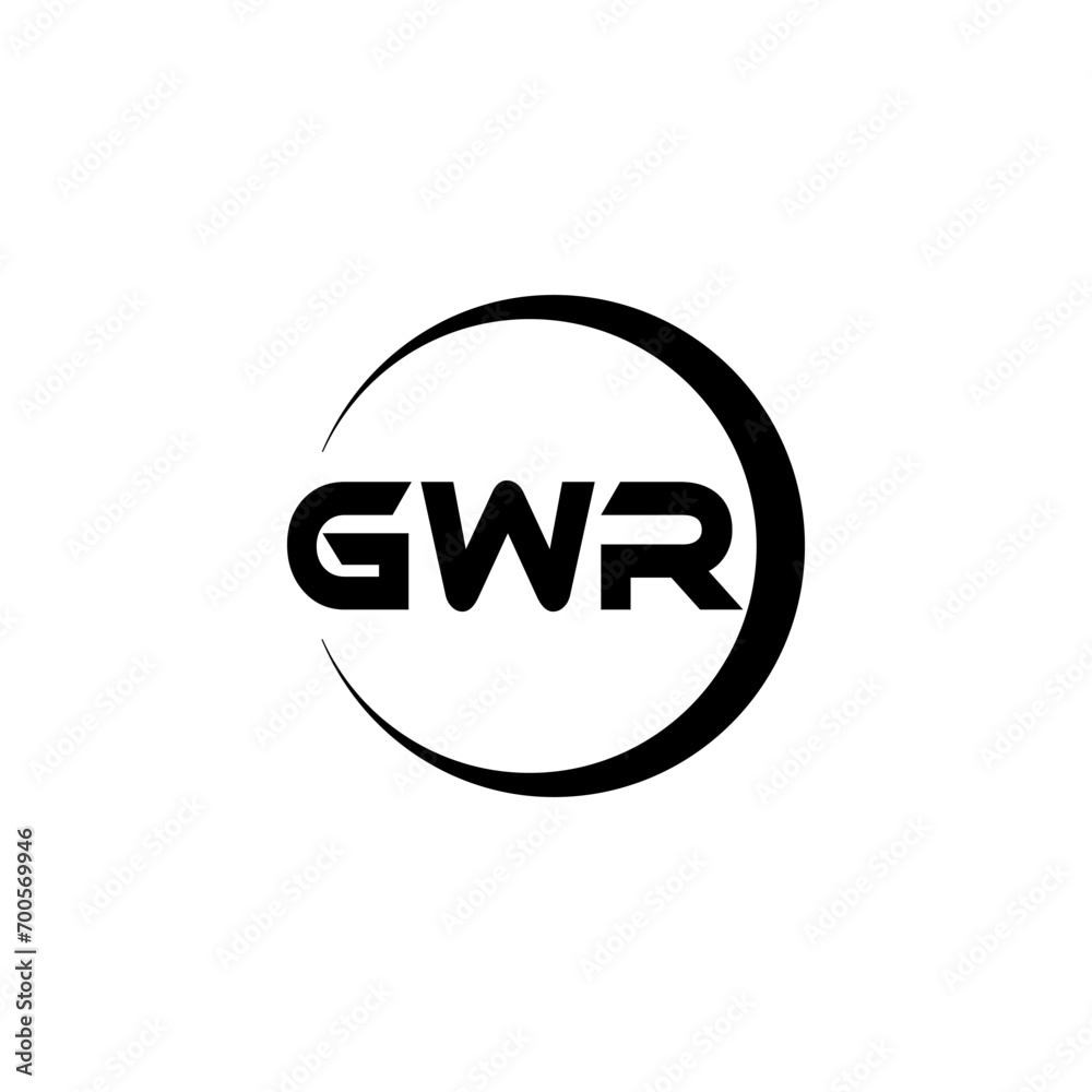 GWR letter logo design with white background in illustrator, cube logo ...