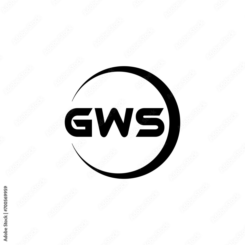 GWS letter logo design with white background in illustrator, cube logo ...