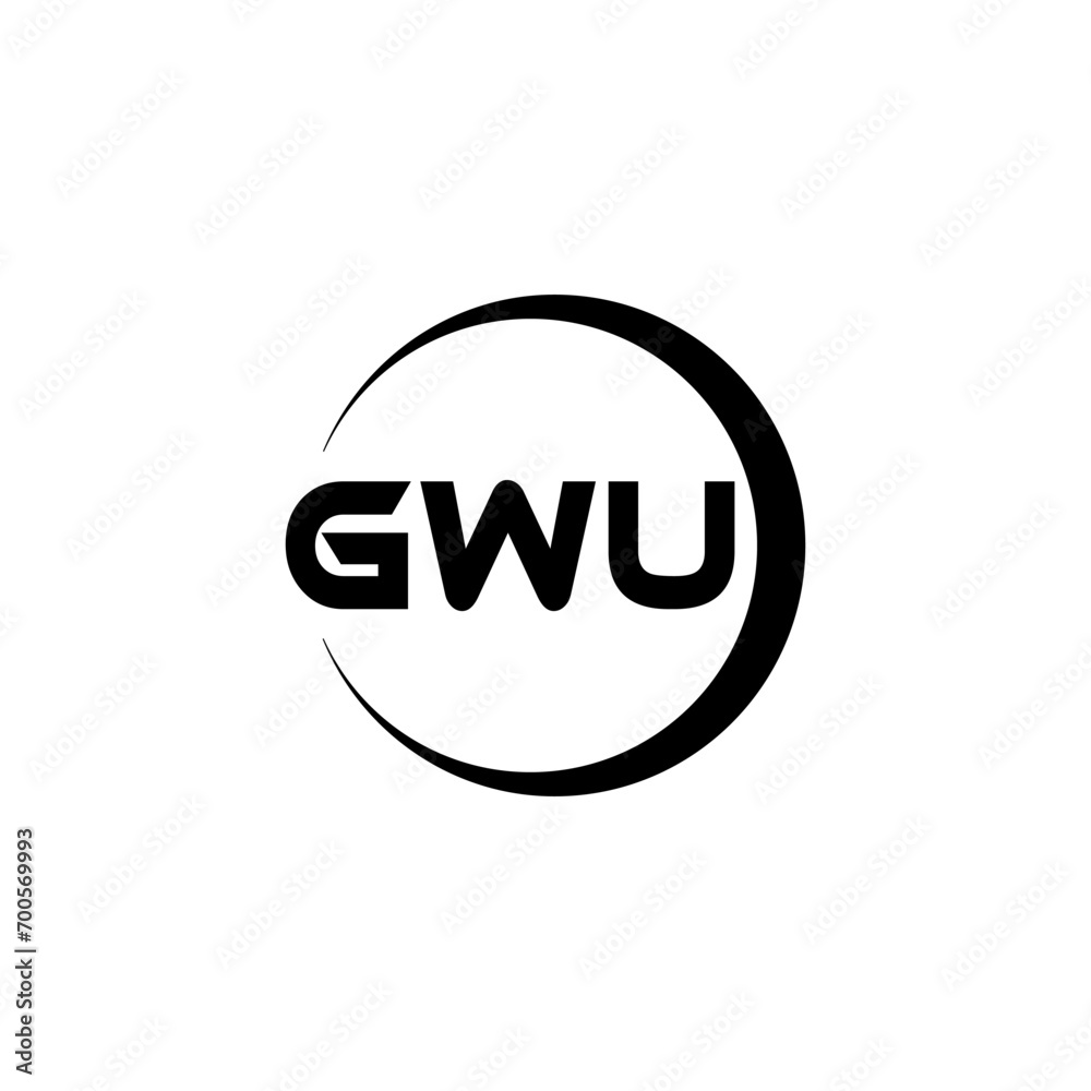 GWU letter logo design with white background in illustrator, cube logo ...