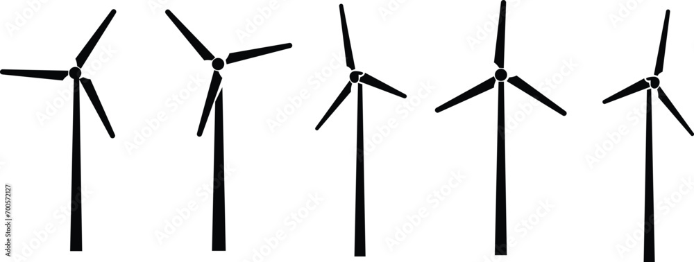 Set of Wind power icons template in Fill Styles symbols signs isolated ...
