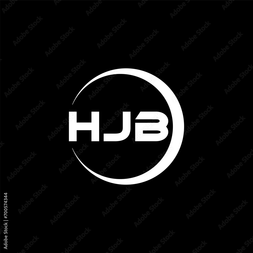 HJB letter logo design with black background in illustrator, cube logo ...