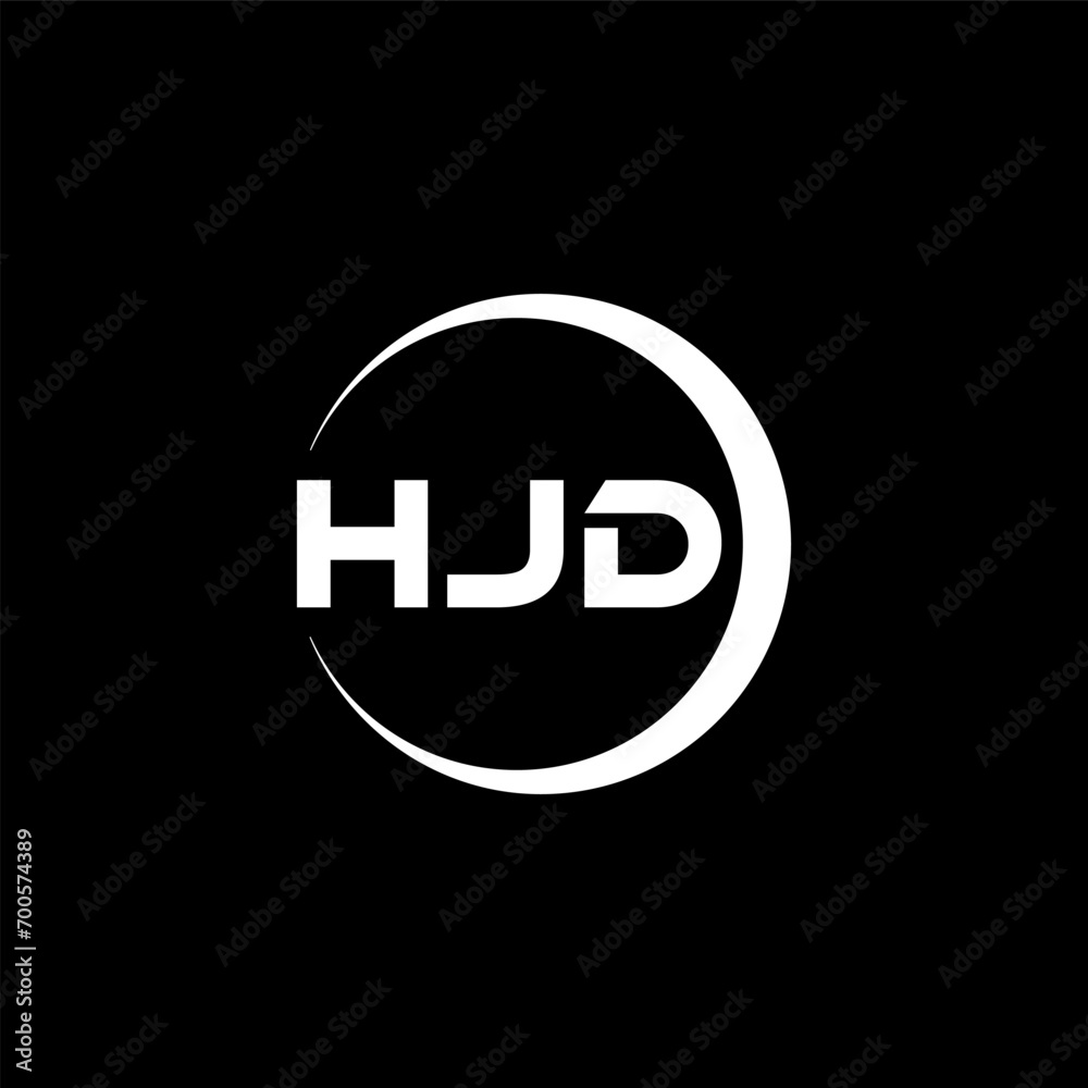 HJD letter logo design with black background in illustrator, cube logo ...