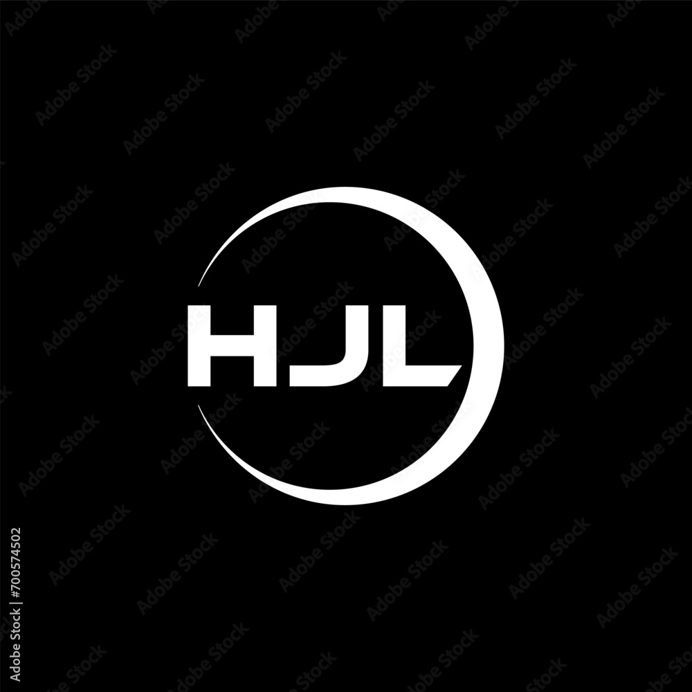 HJL letter logo design with black background in illustrator, cube logo ...