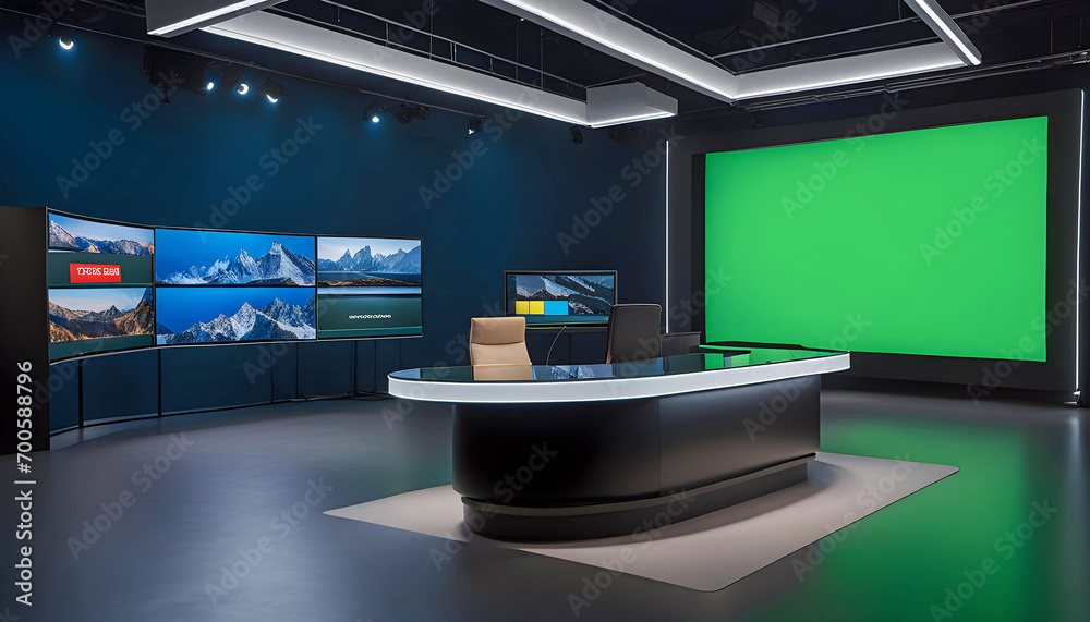 virtual 3D studio television set for color green television background ...