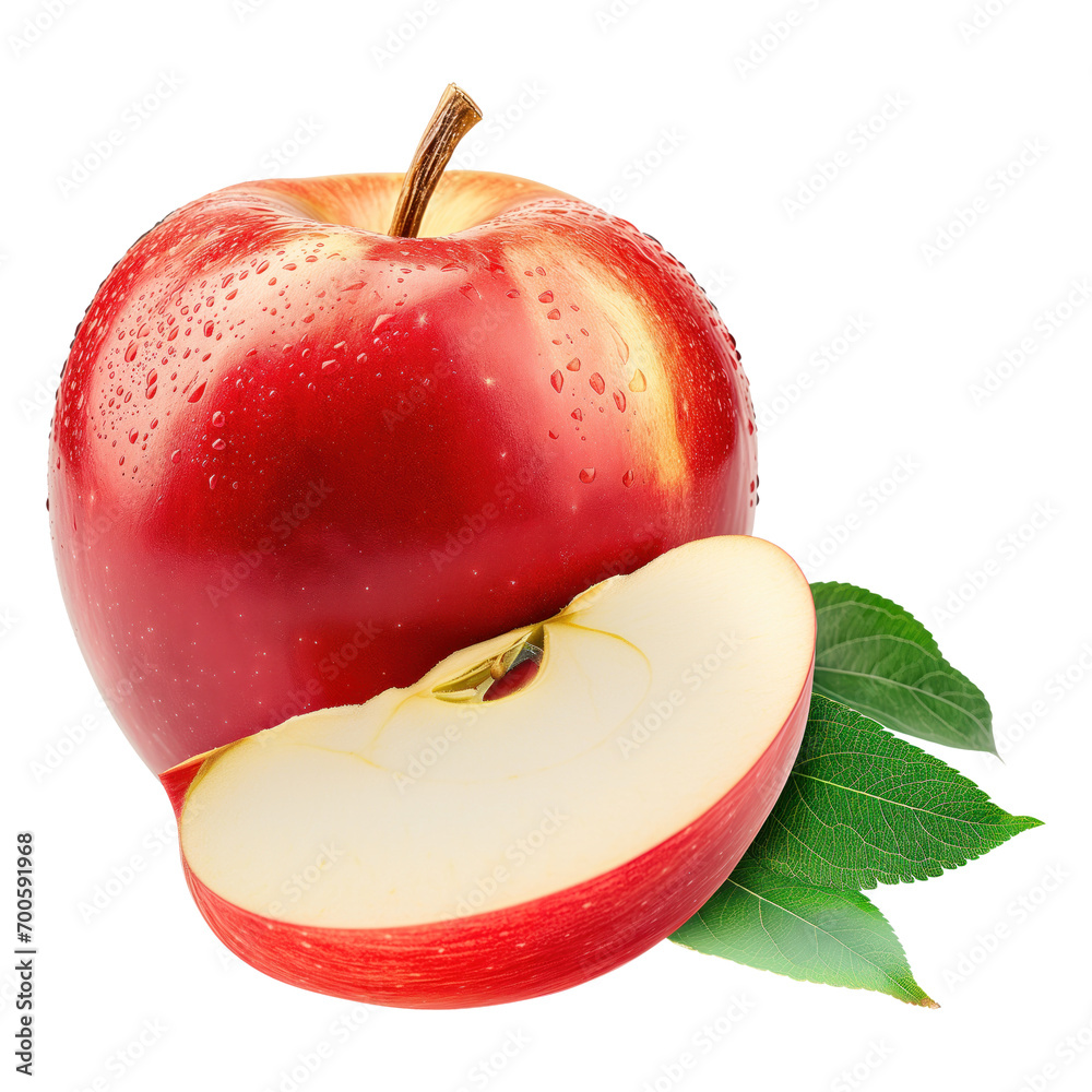 Red apple with a cutted apple slice. Transparent. Semi-transparent. Can ...