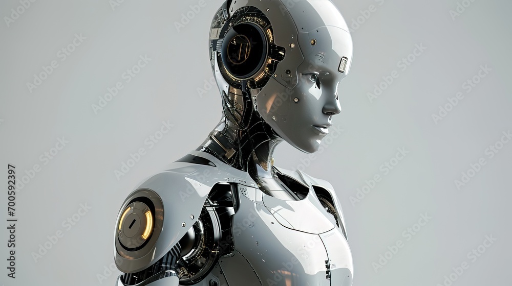 robot woman, sci-fi woman animation of the digital world of the future ...