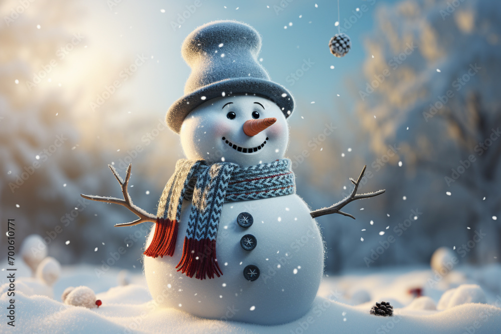An illustration of a cartoonish snowman wearing a top hat and scarf ...