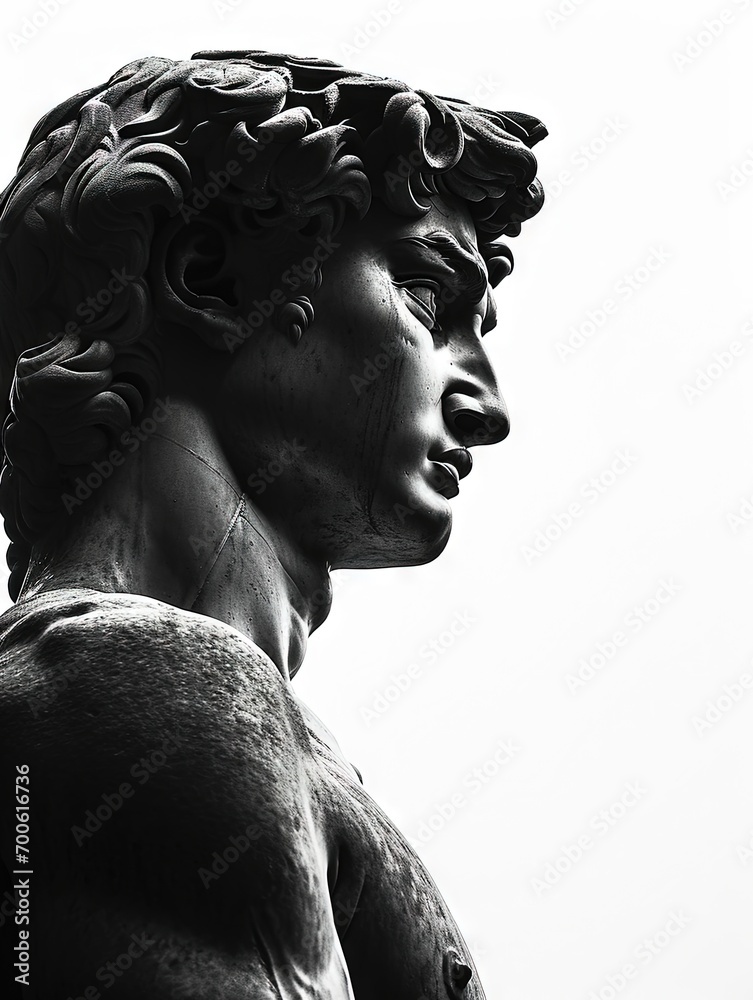 A beautiful stone stoic sculpture, statue of david portraying ...