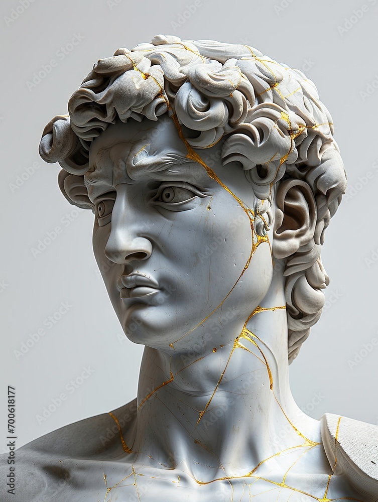 A beautiful stone stoic sculpture, statue of david portraying ...