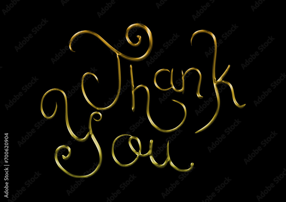 Thank you gold written note in gold text and black background Stock ...
