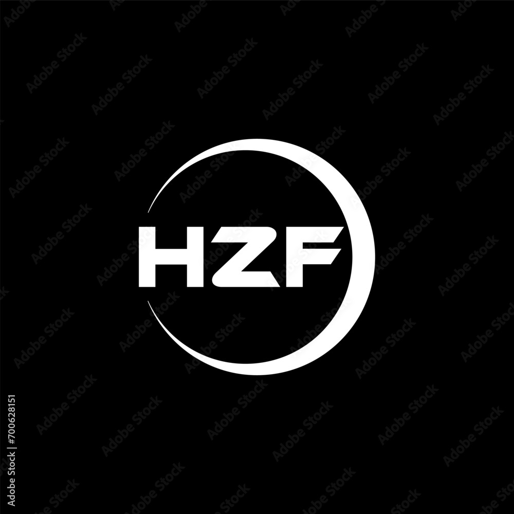HZF letter logo design with black background in illustrator, cube logo ...