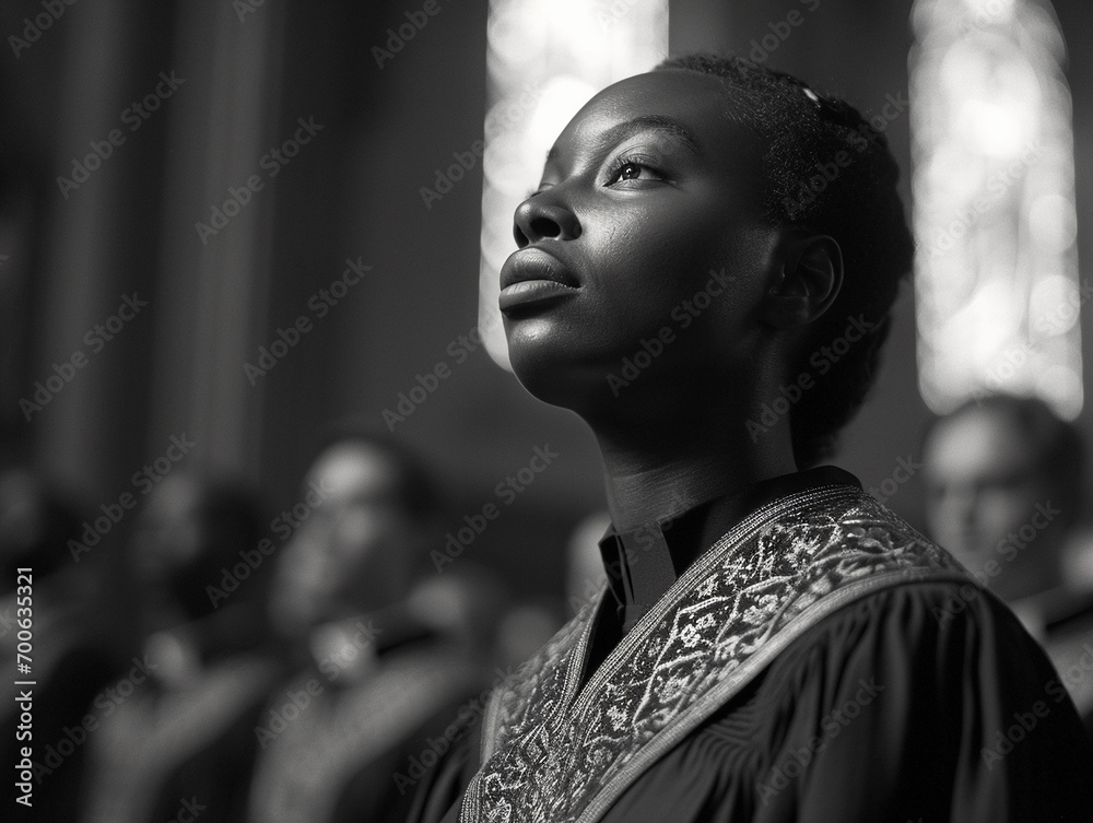 gospel singer in church, choir background, richly textured robe Stock ...