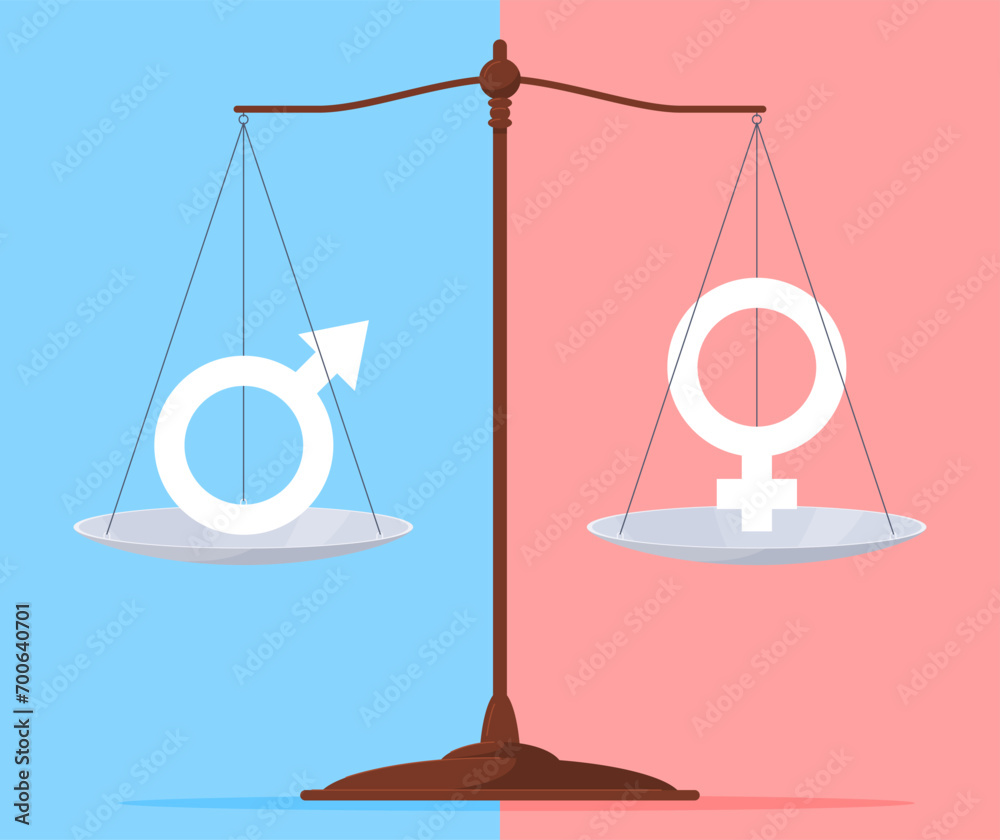 Libra With The Symbol Of A Man And A Woman Comparison Of Human Sex Vector Illustration Stock