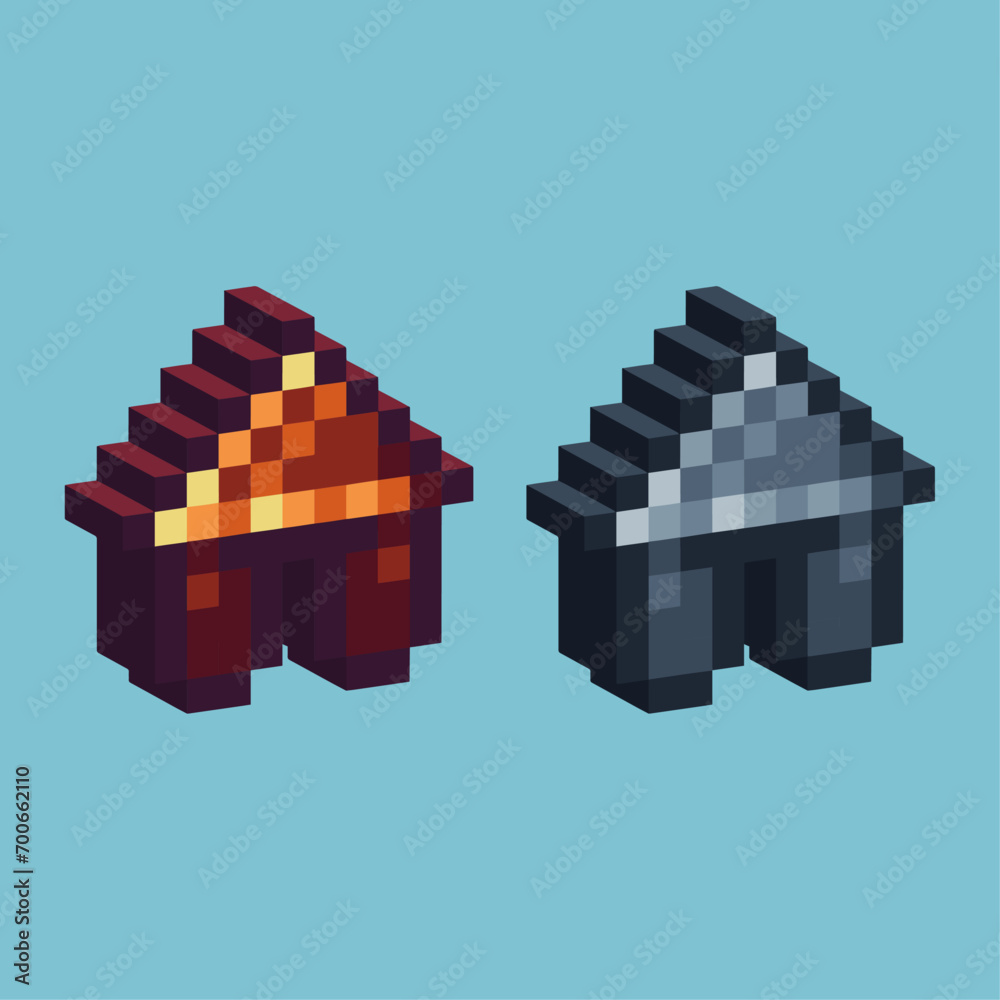Isometric Pixel art 3d of house icon for items asset. House icon on ...