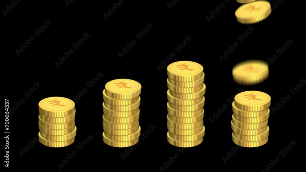 3D Animation of Gold coin with the Indian currency symbol "Rupee ...