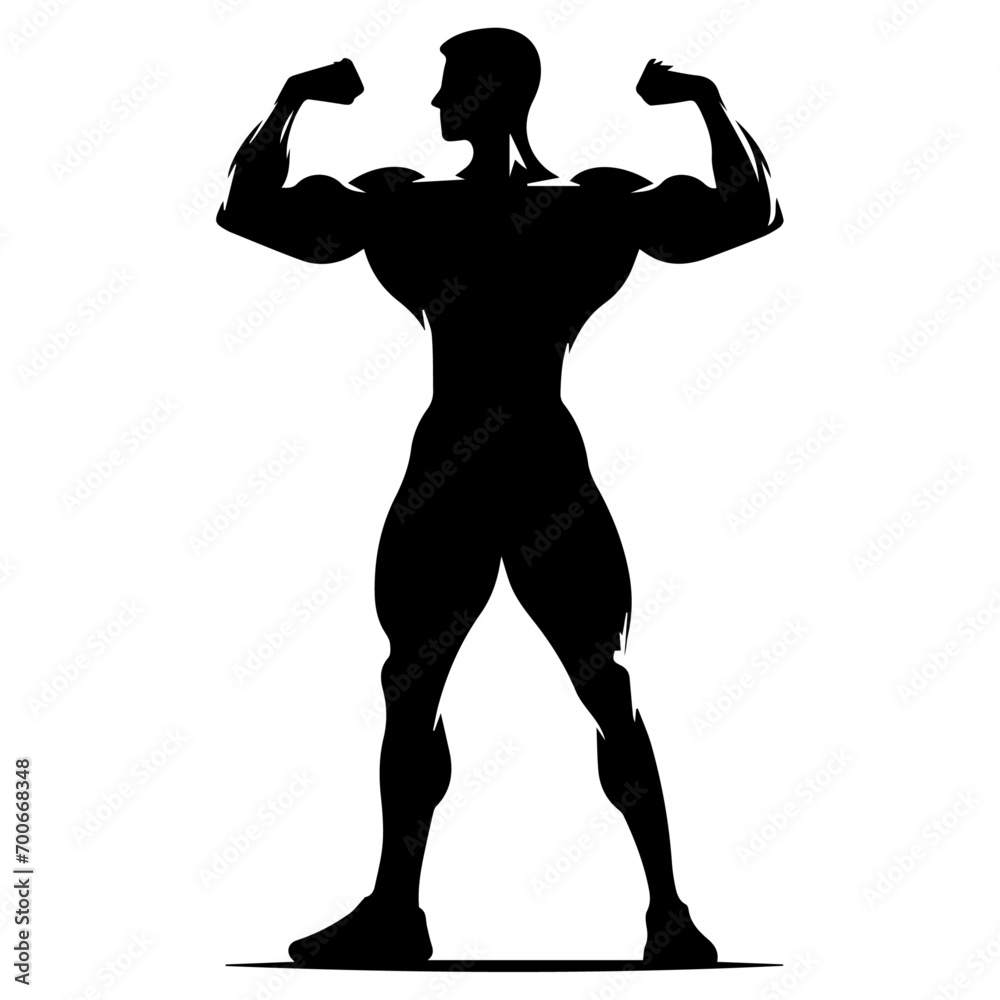 minimal bodybuilder pose vector silhouette, black color silhouette ...