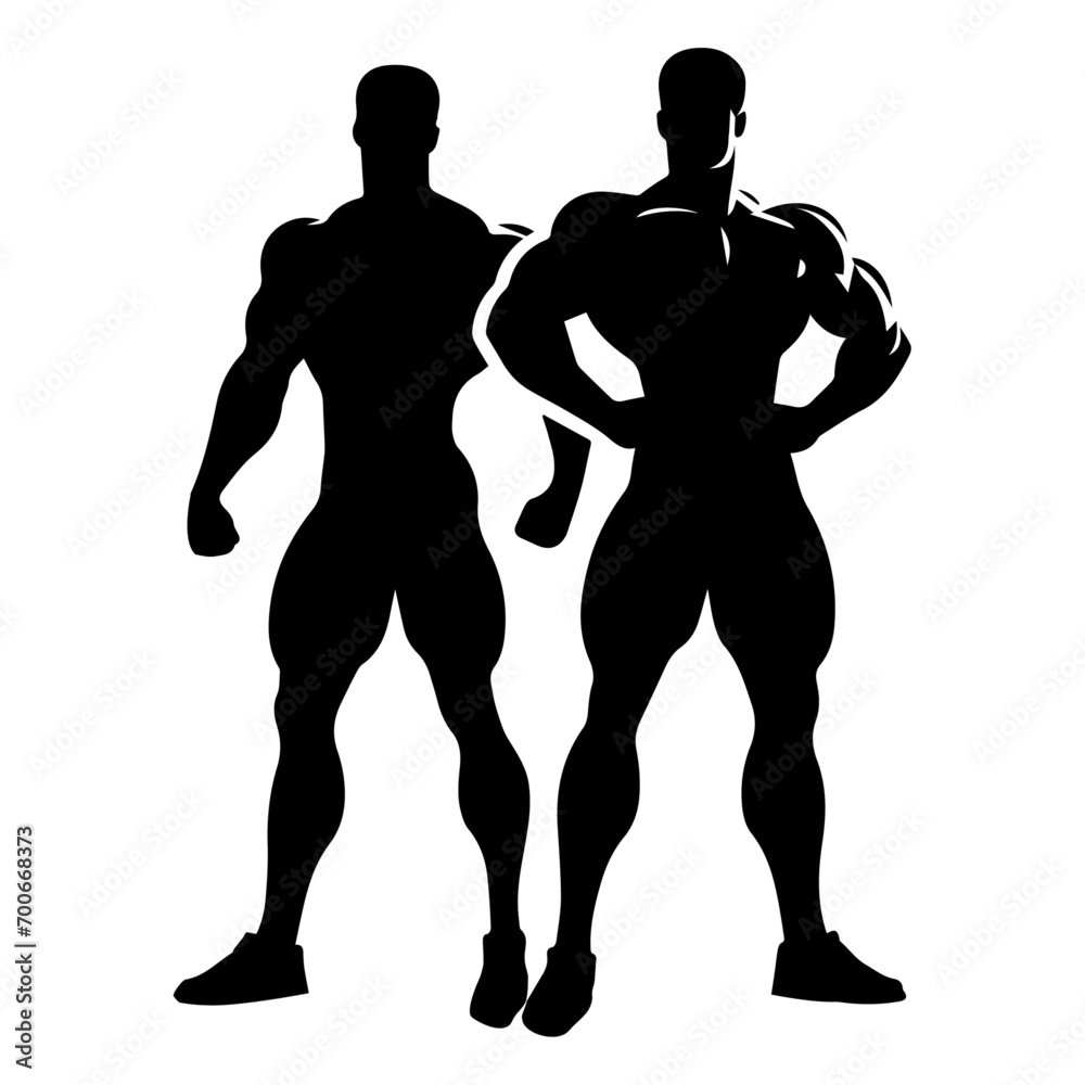 minimal bodybuilder pose vector silhouette, black color silhouette ...