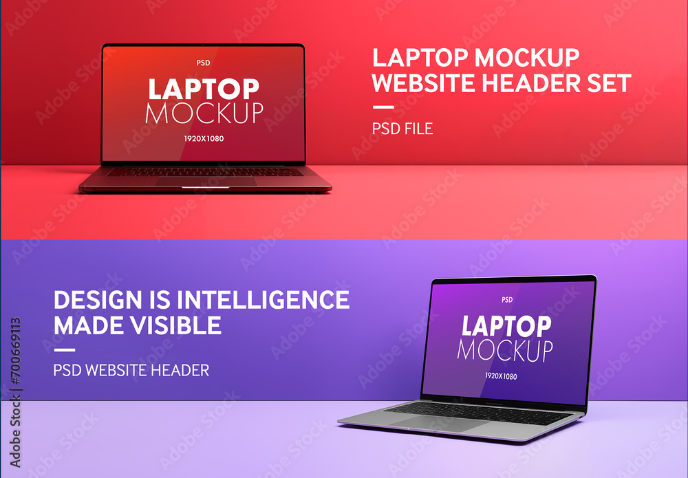 Laptop header design mockup set – ai generated laptop Stock Template ...