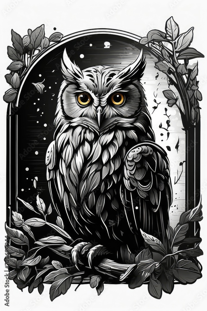 Owl tilted its head to the side icon, mono black glyph 2d stamp Stock ...