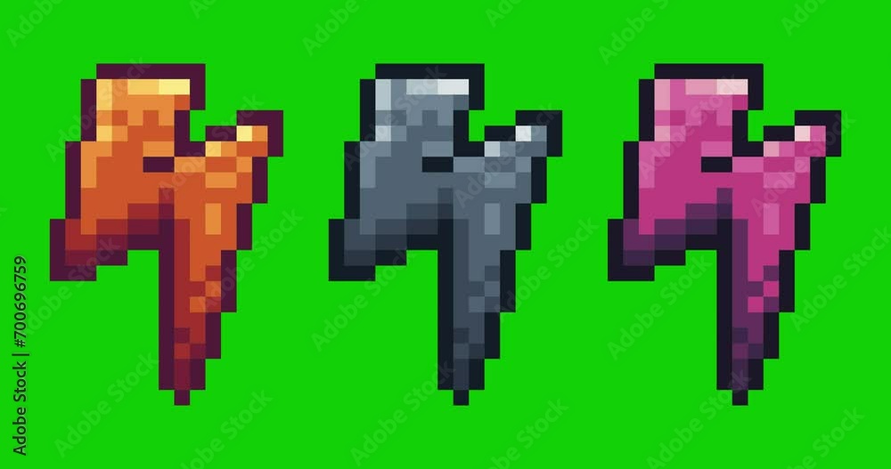 Green screen of lightning,lightning icon bits pixel slowly appeared and ...