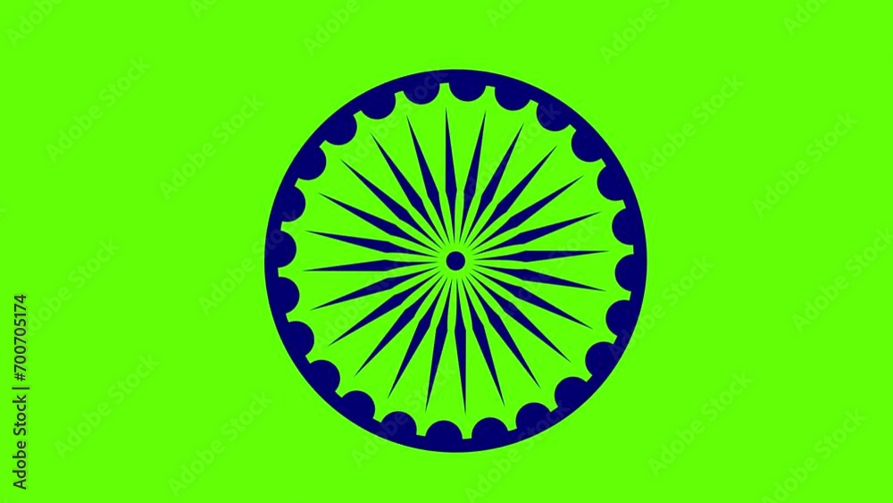 Ashoka Chakra Wheel moving on Green Screen Background. Motion Graphics ...