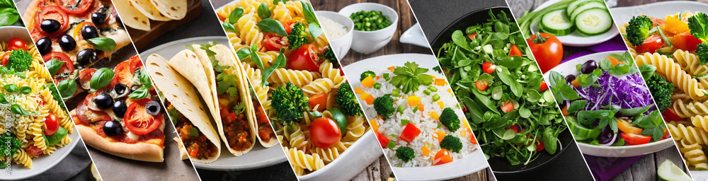 Collage of food banner design. Collage of food products design banner ...