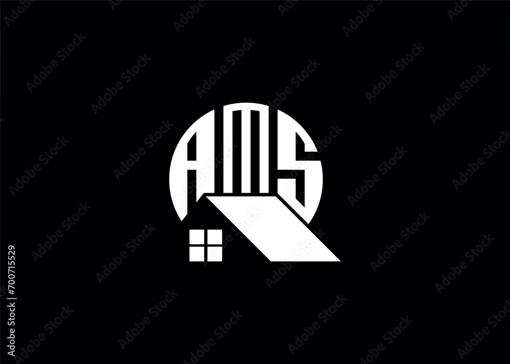 Real Estate Letter AMS Monogram Vector Logo.Home Or Building Shape AMS ...