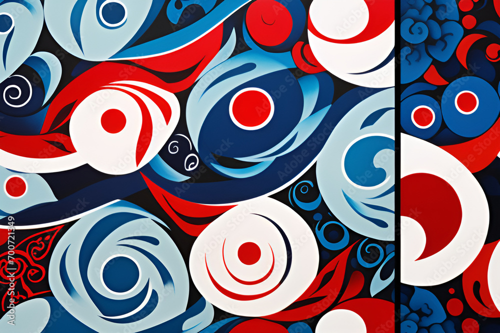 The combination of blue and red crescents in the Taegeuk pattern ...