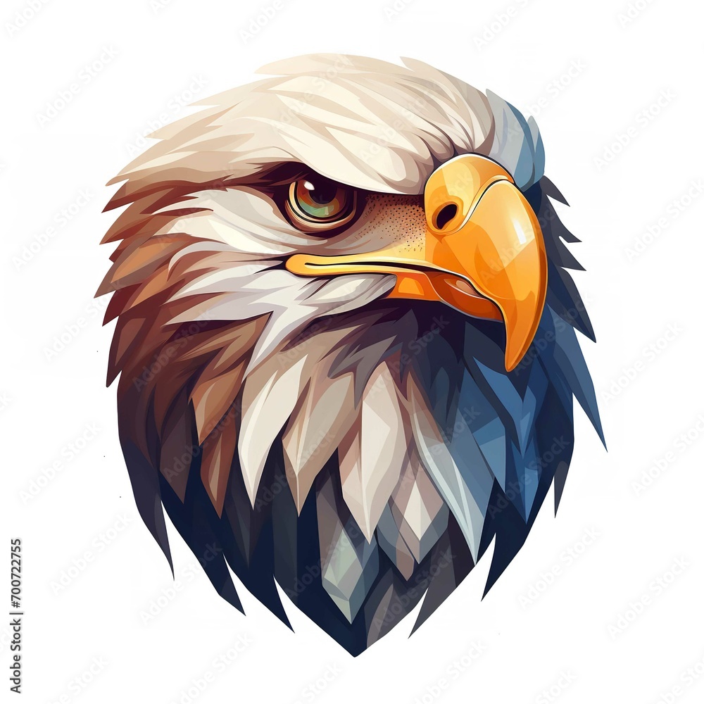 Cartoon Eagle Head Front Face Isolated Illustration Stock Illustration ...
