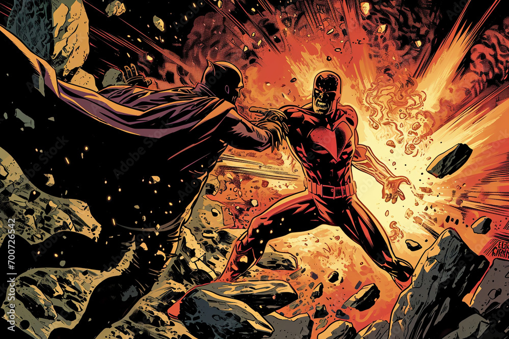 The comic book style depicted the intense showdown between the ...