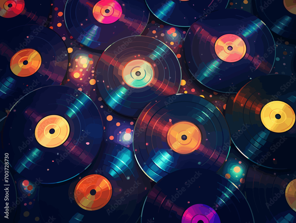 Background wallpaper with images of vinyl records Stock Illustration ...
