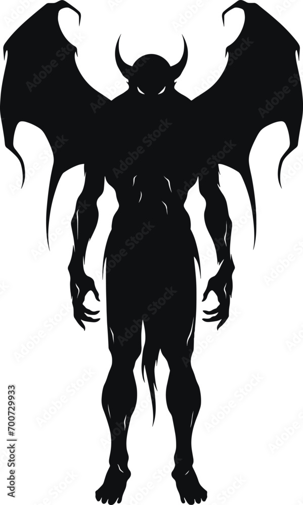 Silhouette bat devil in the human body. Men spirit with bat wing in ...