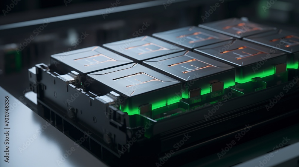 "High-voltage lithium-ion battery module manufactured in a factory for ...