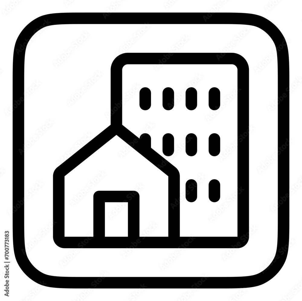 Editable home, office, commuting vector icon. Map, location, navigation ...