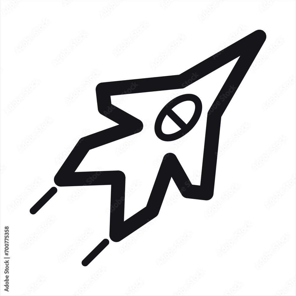 Flying Fighter Jet, Military Aircraft. Flat Vector Icon illustration ...