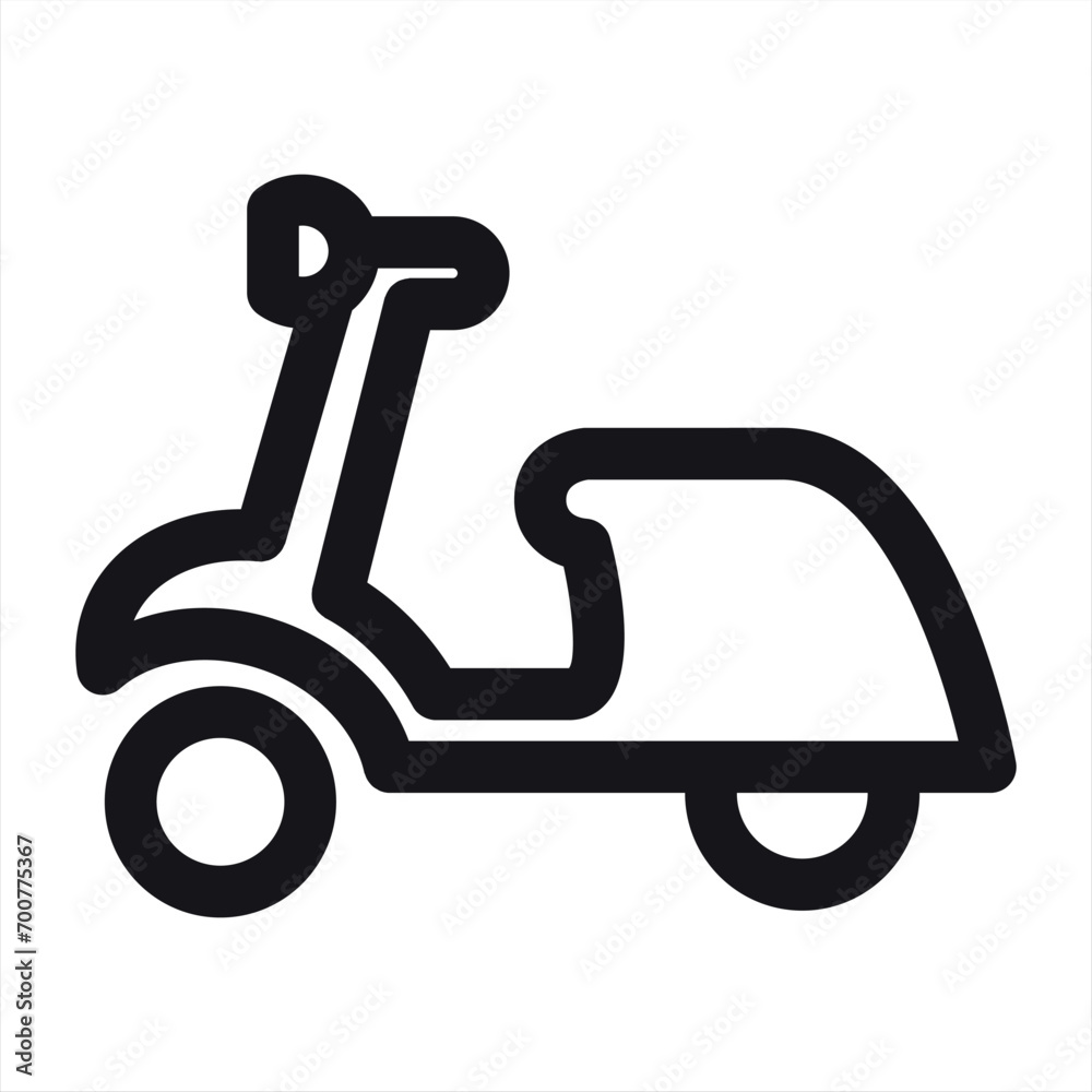 Scooter Icon on White Background. Modern Motorcycle for Delivery ...