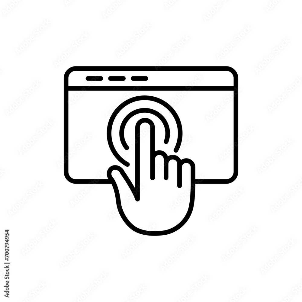 User interface vector icon. Finger tap click sign. Touch UI symbol in ...