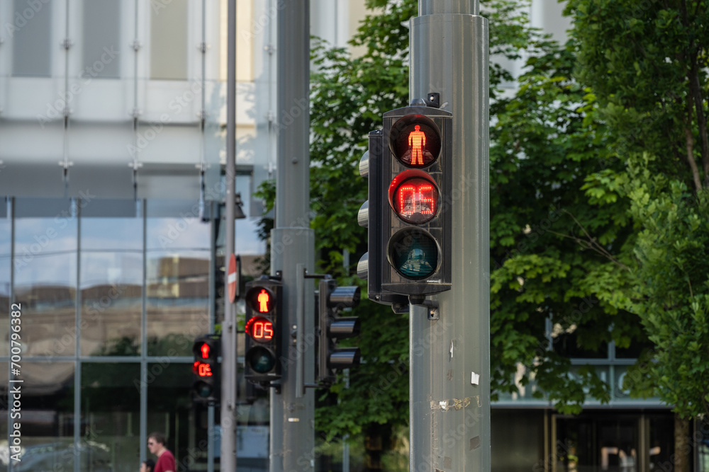Pedestrian traffic light counting down till the next green light. Stock ...