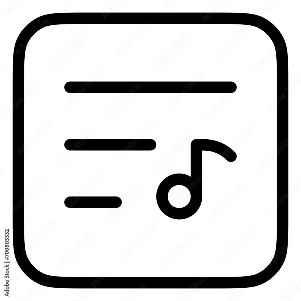 Editable vector music playlist icon. Black, transparent white ...