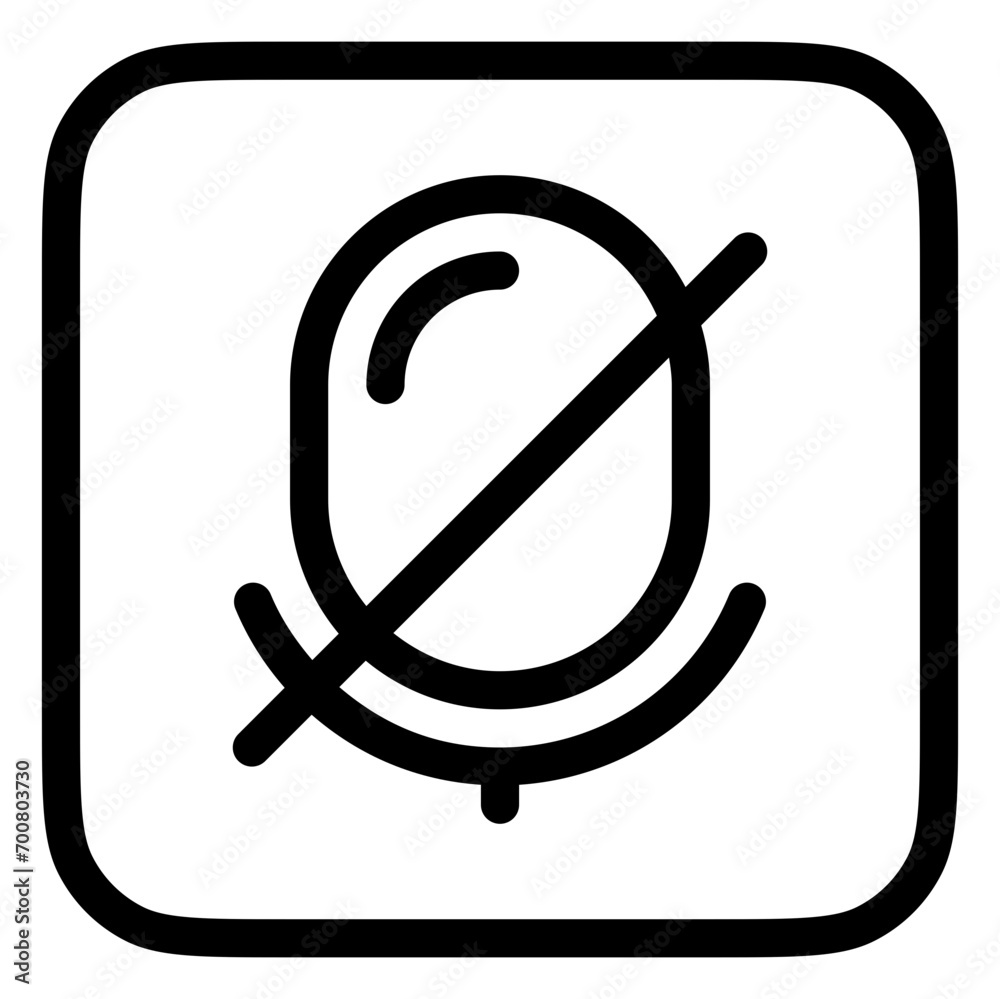 Vector microphone off disabled icon. Black, white background. Perfect ...