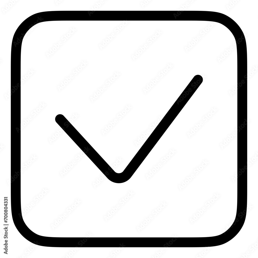 Vector check checkmark verify mark icon. Black, white background ...