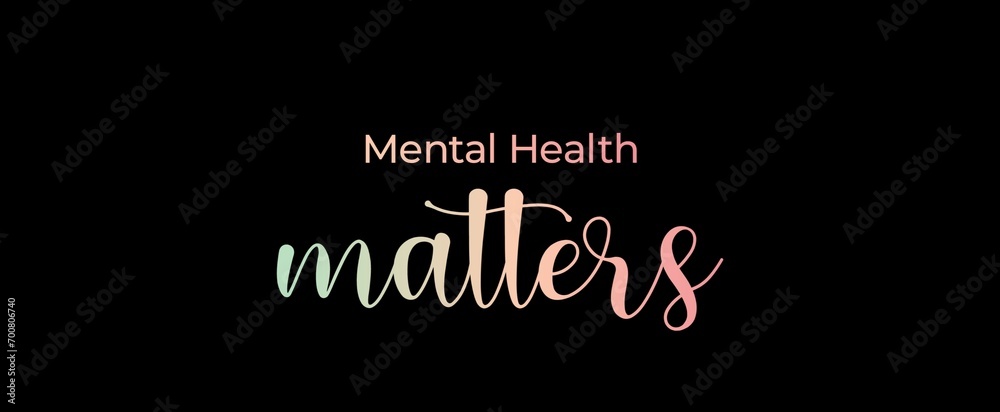 Mental health matters handwritten slogan on dark background. Brush ...