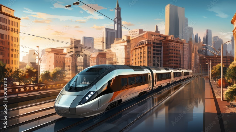 Urban Velocity: A Glimpse into the Future - Modern Train Blurring Past ...