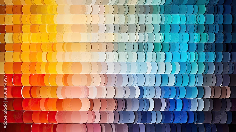 Color palette, swatches of different colors with brush and roller ...