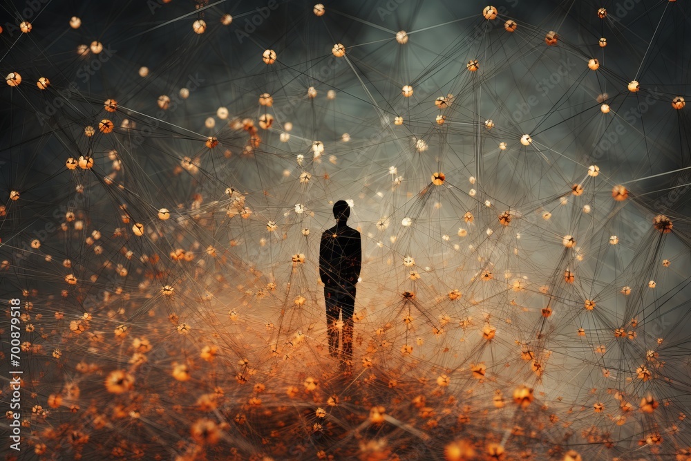 Visualization of a person's mind as a vast network of interconnected ...