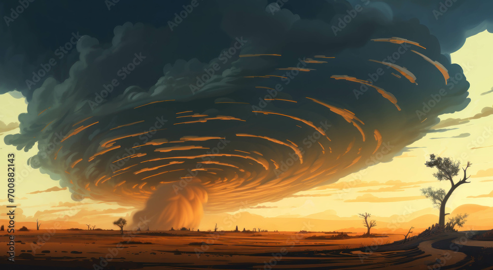 Tornado cartoon, stormy weather, natural disaster vector illustration ...