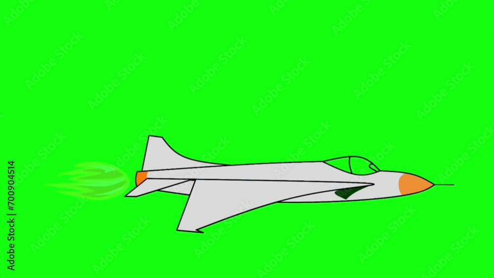 Animation of a Fighter Jet Plane moving from Left to Right, isolated on ...