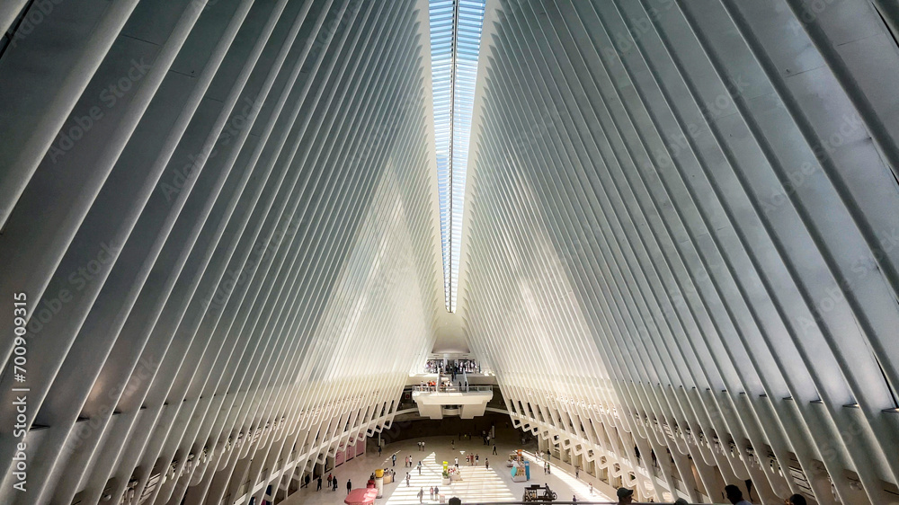 New York, USA; December 18, 2023: The interior of One World Trade ...