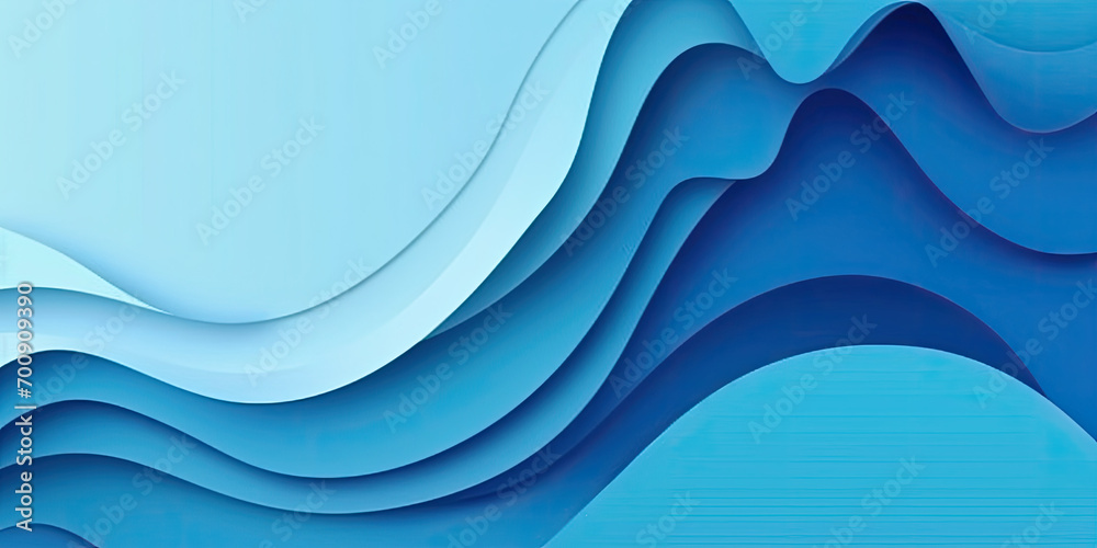 abstract blue wave paper art background. A blue and white abstract ...