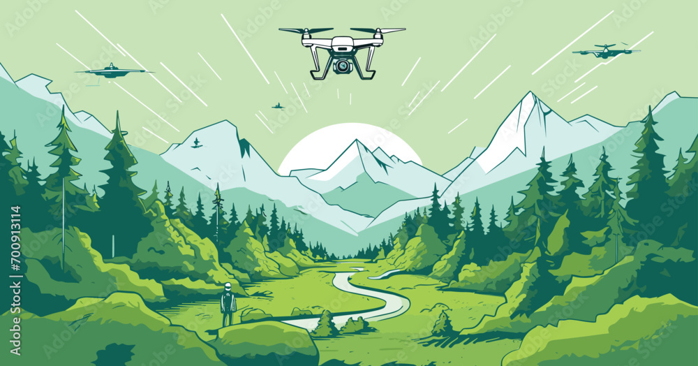 environmental monitoring capabilities of drones in a vector scene ...